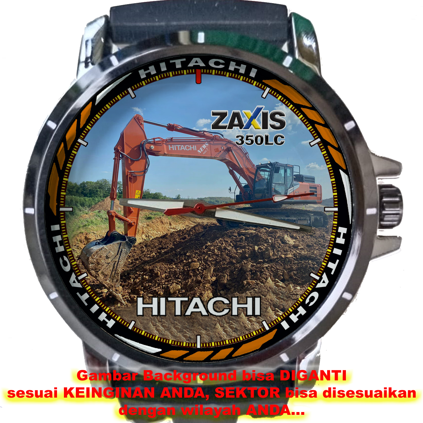 HITACHI ZAXIS 350LC Excavator art Jam Tangan Pria Background STIKER ...