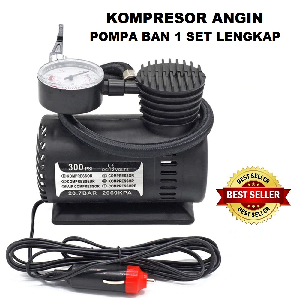 TANPA SETTING- Kompresor Mini 12V Electric Pump 300 PSI Pompa Ban Mobil ...