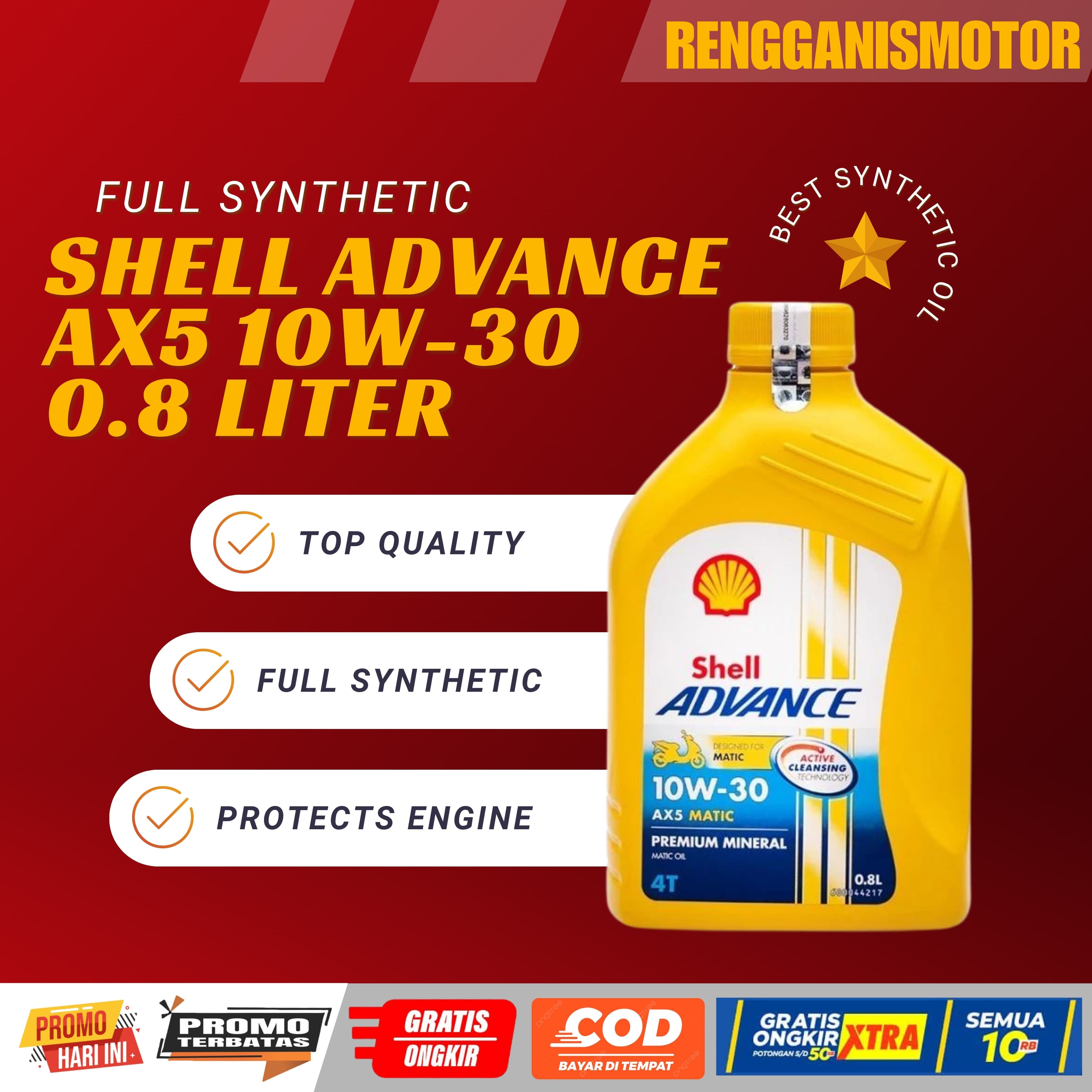 Oli Motor Matik Terbaik Shell Advance 4T AX5 Scooter 20W-40 0.8 Liter ...
