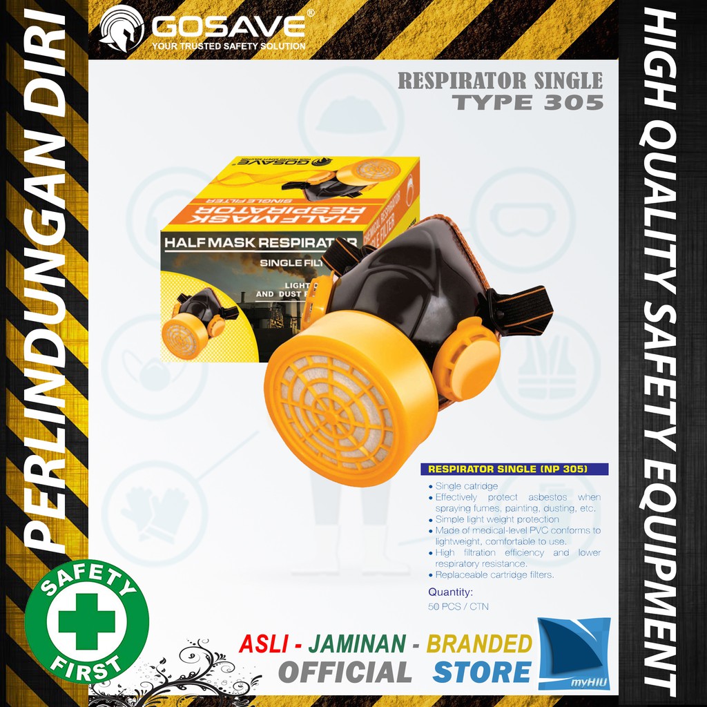 Masker Obat Single Tabung Filter Asap Debu Kimia Virus - NP305 Chemical ...