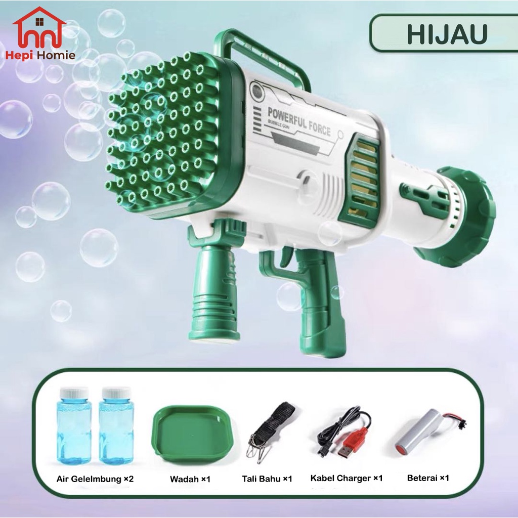 1 SET Mainan gelembung besar jumbo bubble gun machine 60 lubang busa ...