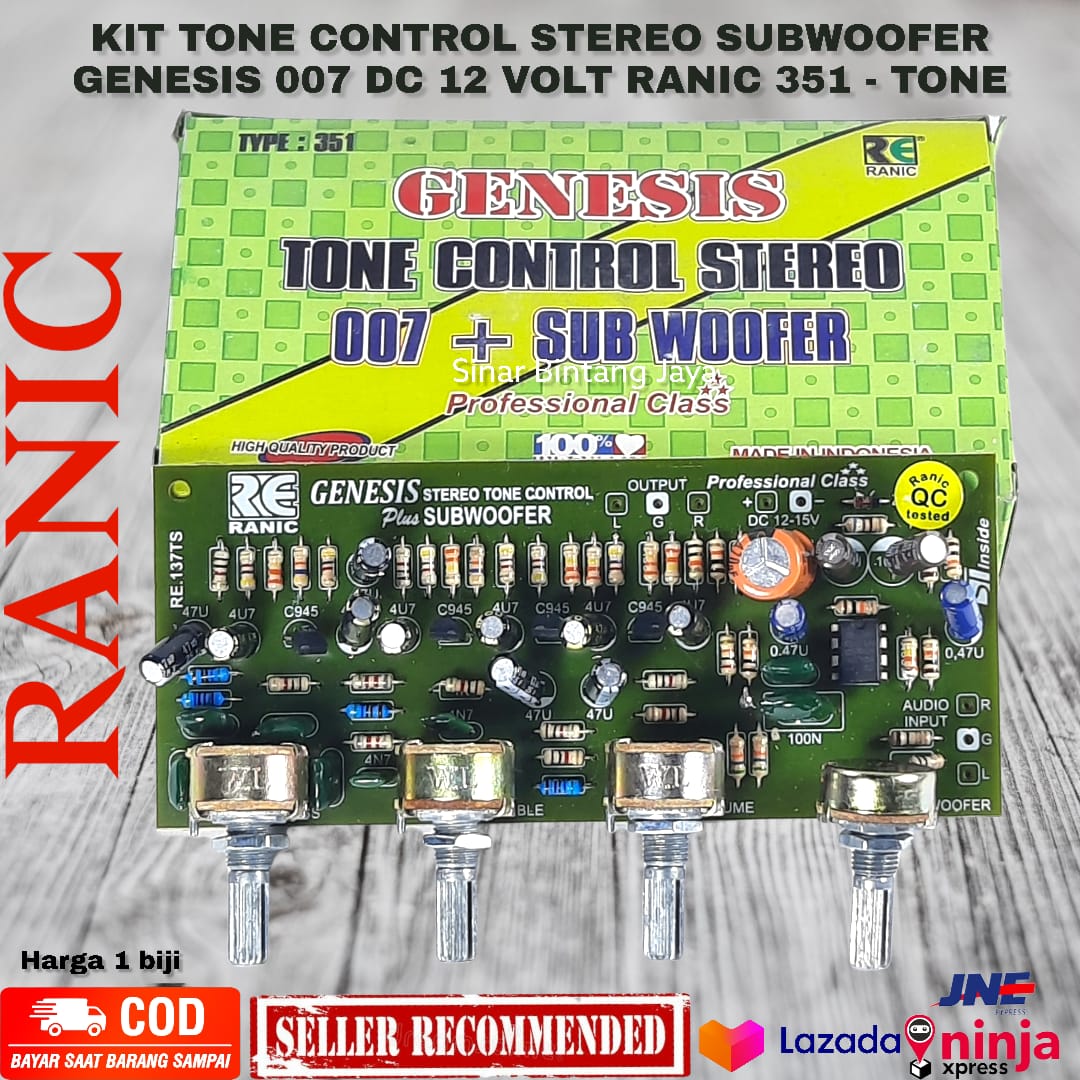 KIT TONE CONTROL STEREO SUBWOOFER GENESIS 007 DC 12 VOLT RANIC 351 ...