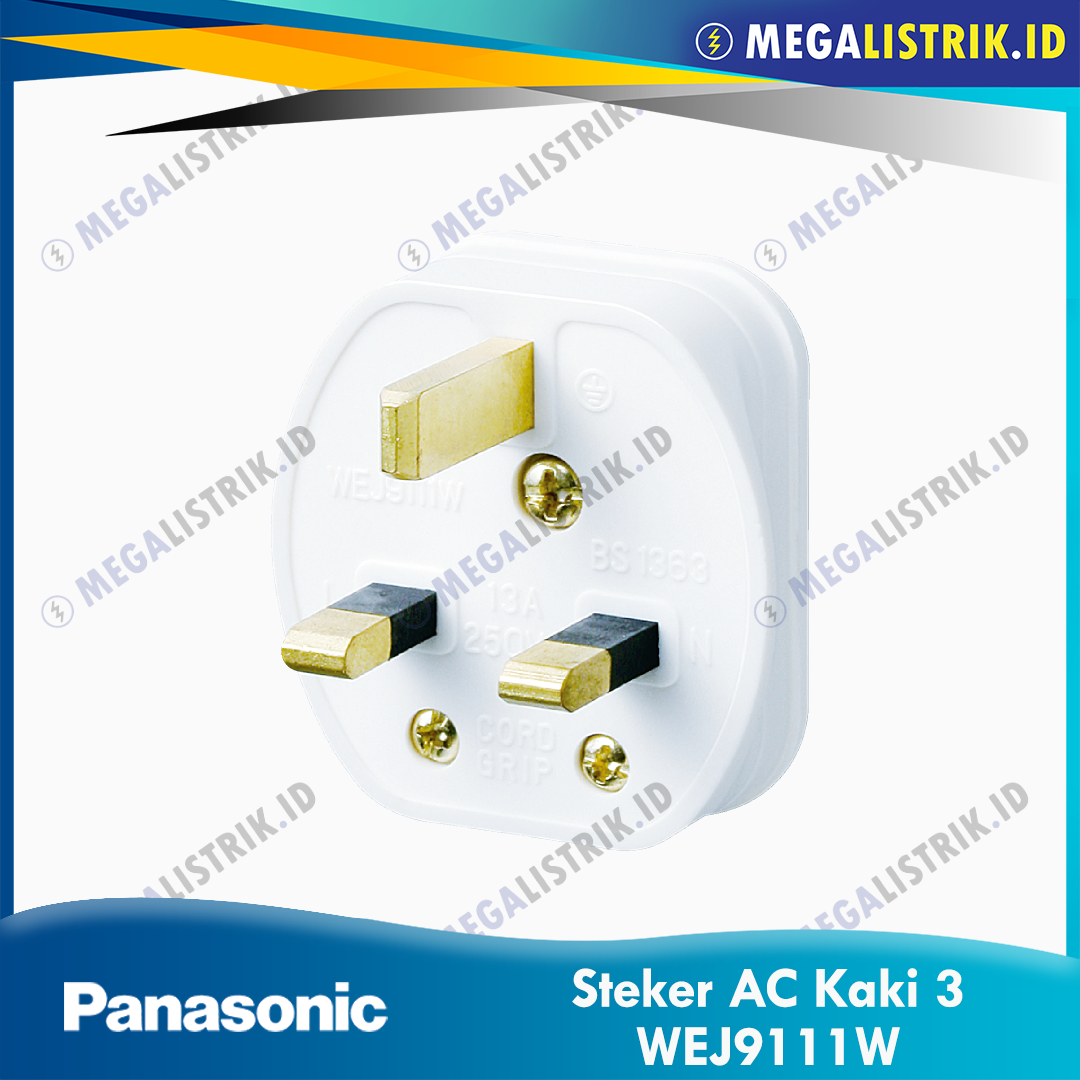 PANASONIC STEKER AC / COLOKAN 3 KAKI WIDE SERIES PUTIH WEJ9111W ...