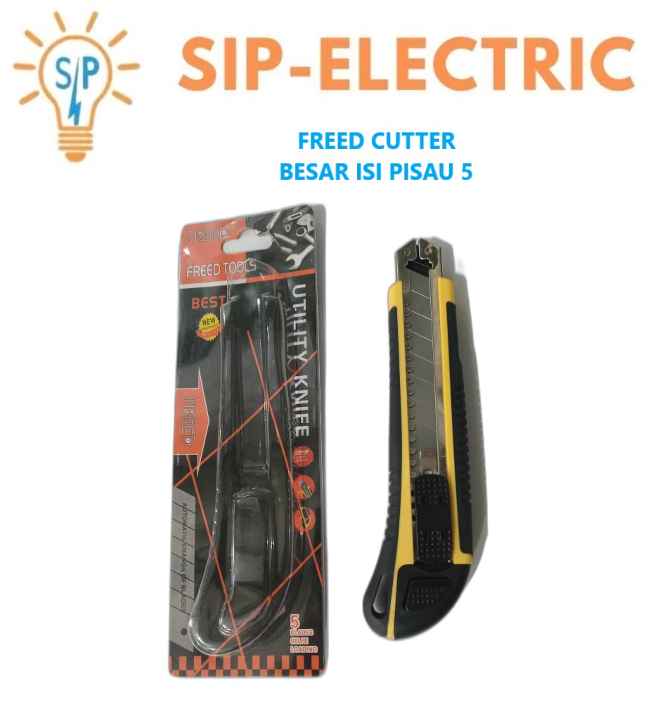FREED CUTTER BESAR FREE 5 MATA PISAU 18MM OTOMATIS KATER SILET PREMIUM ...