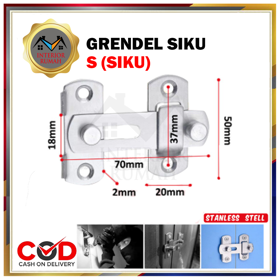 Grendel Slot Pintu Siku dan Kait S (Kecil) & L (Besar) Isi (1pcs ...