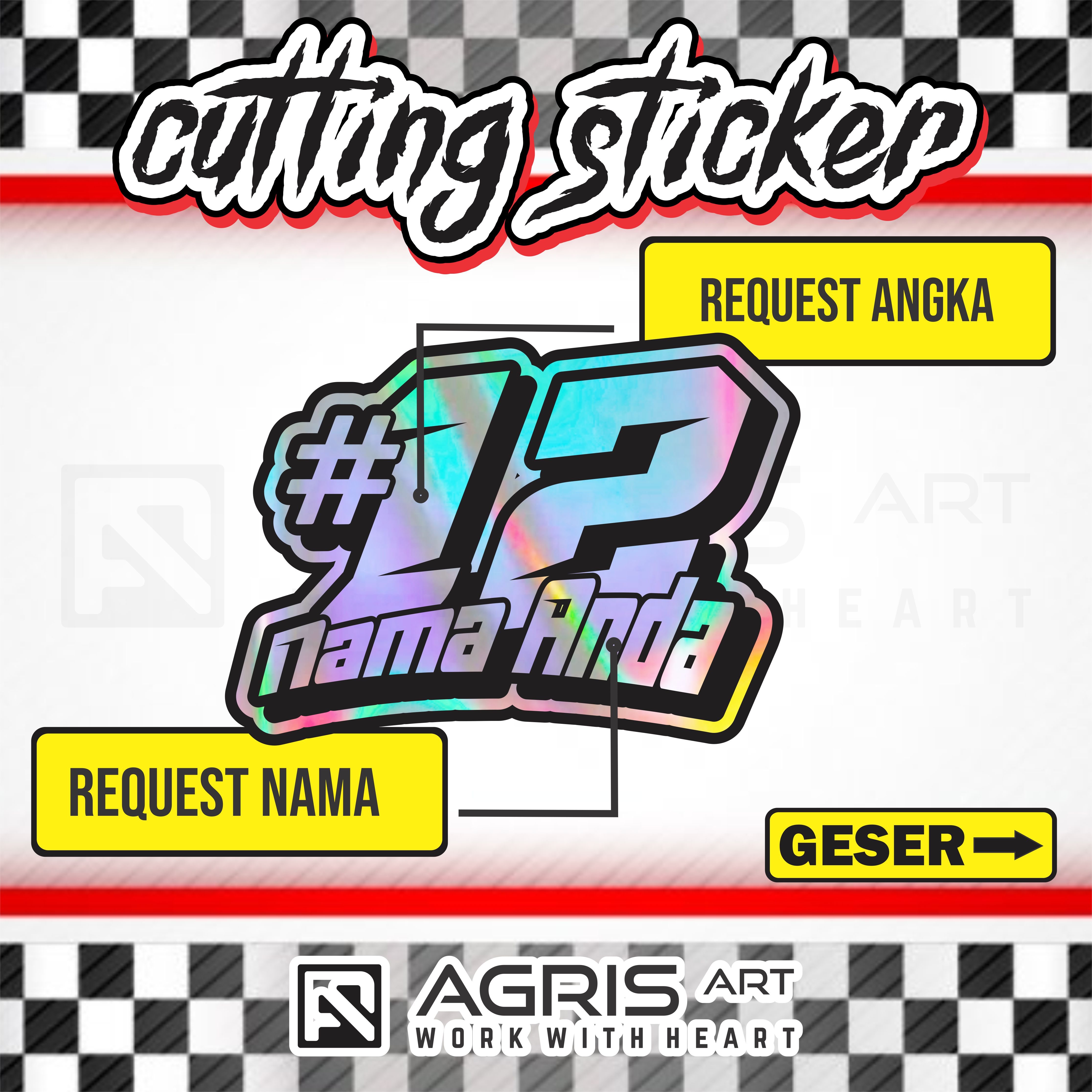 cutting sticker stiker CUSTOM REQUEST ANGKA nama suka suka (bukan print ...