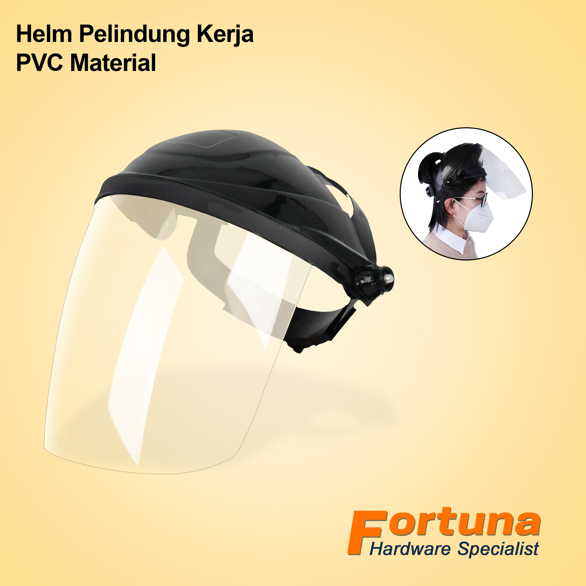 FORTUNA Helm Pelindung Kerja / Face shield Kaca Transparan | Lazada ...