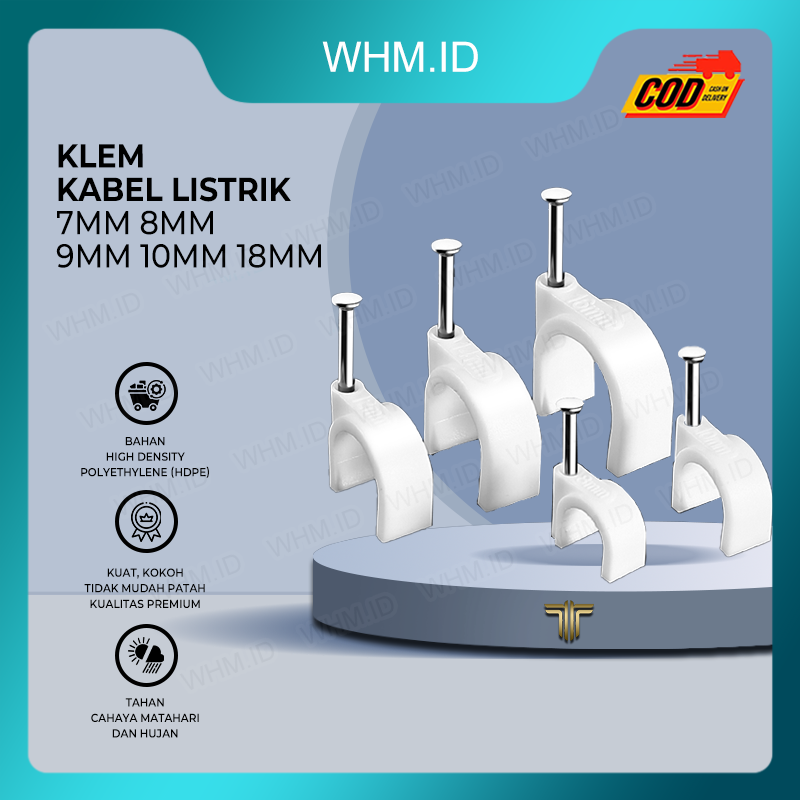 KLEM KABEL LISTRIK PLASTIK WARNA PUTIH + PAKU BETON ANTI KARAT UKURAN ...