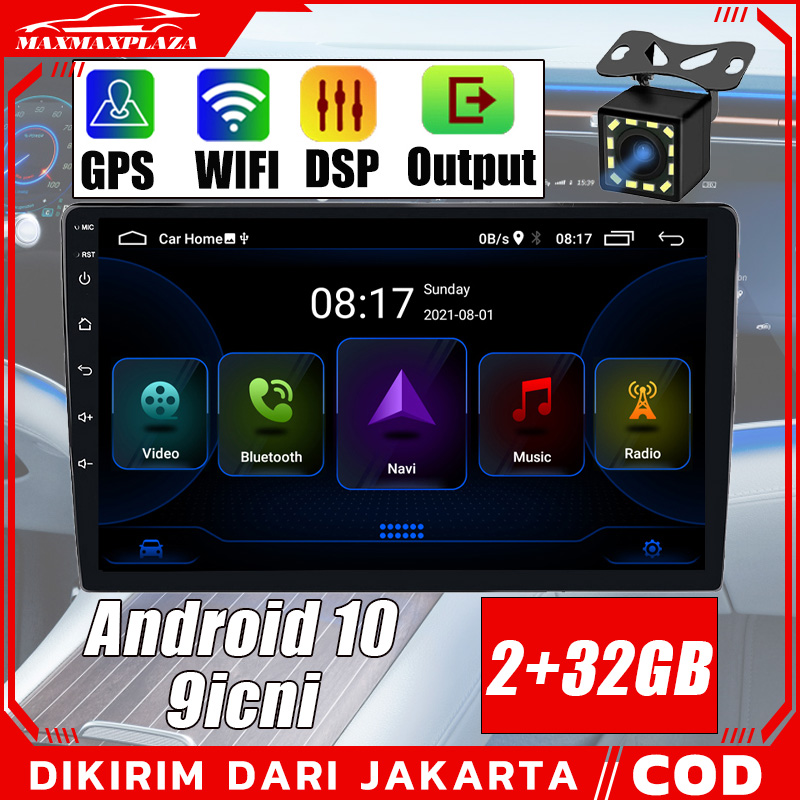 Monqiqi 2G+32G Android 7/9/10 Inch Head Unit Android Double Din Car Radio Mobil IPS Screen Head ...