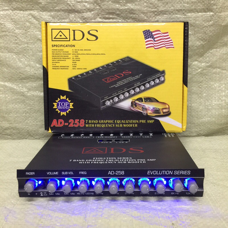 PARAMETRIK PREAMP EQUALIZER ADS AD-258 WITH FREQUENCY SUBWOOFER, BISA ...