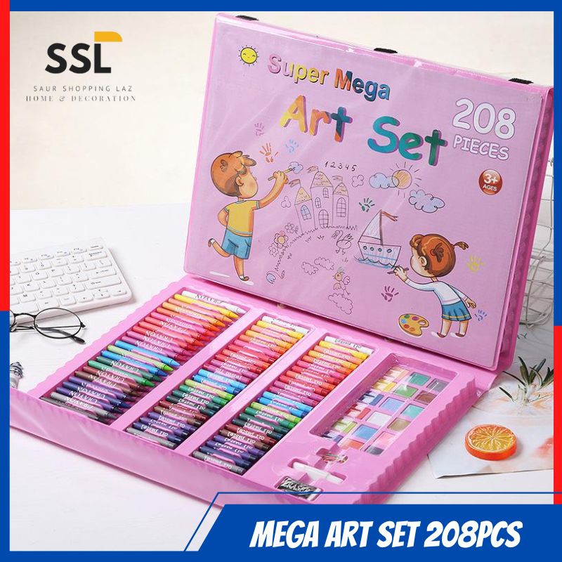 Super Mega Art Set 208pcs / Alat menggambar / Alat Lukis Anak crayon ...