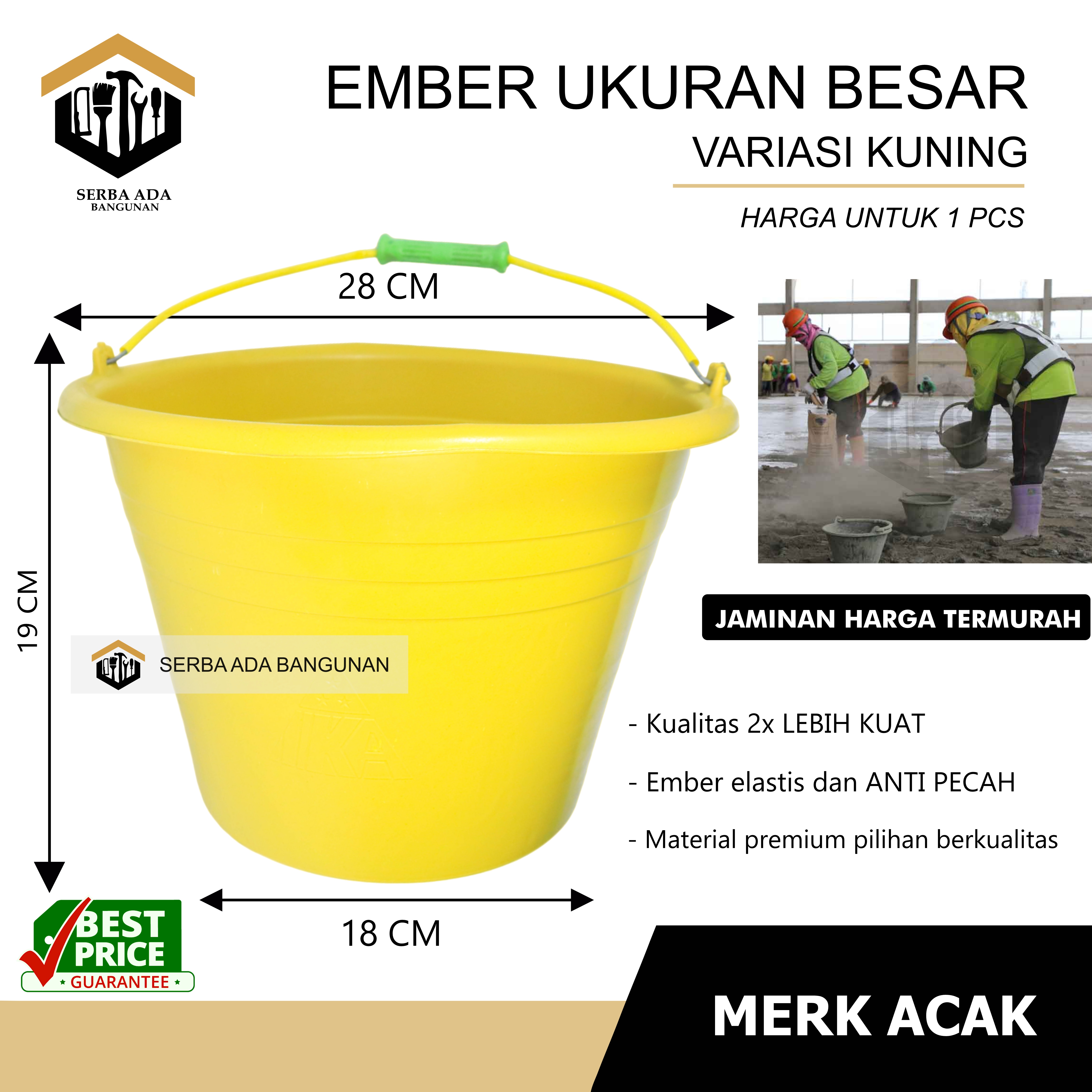 Ember Plastik WARNA JUMBO BESAR & KECIL KUNING Ember Cor Anti Pecah ...