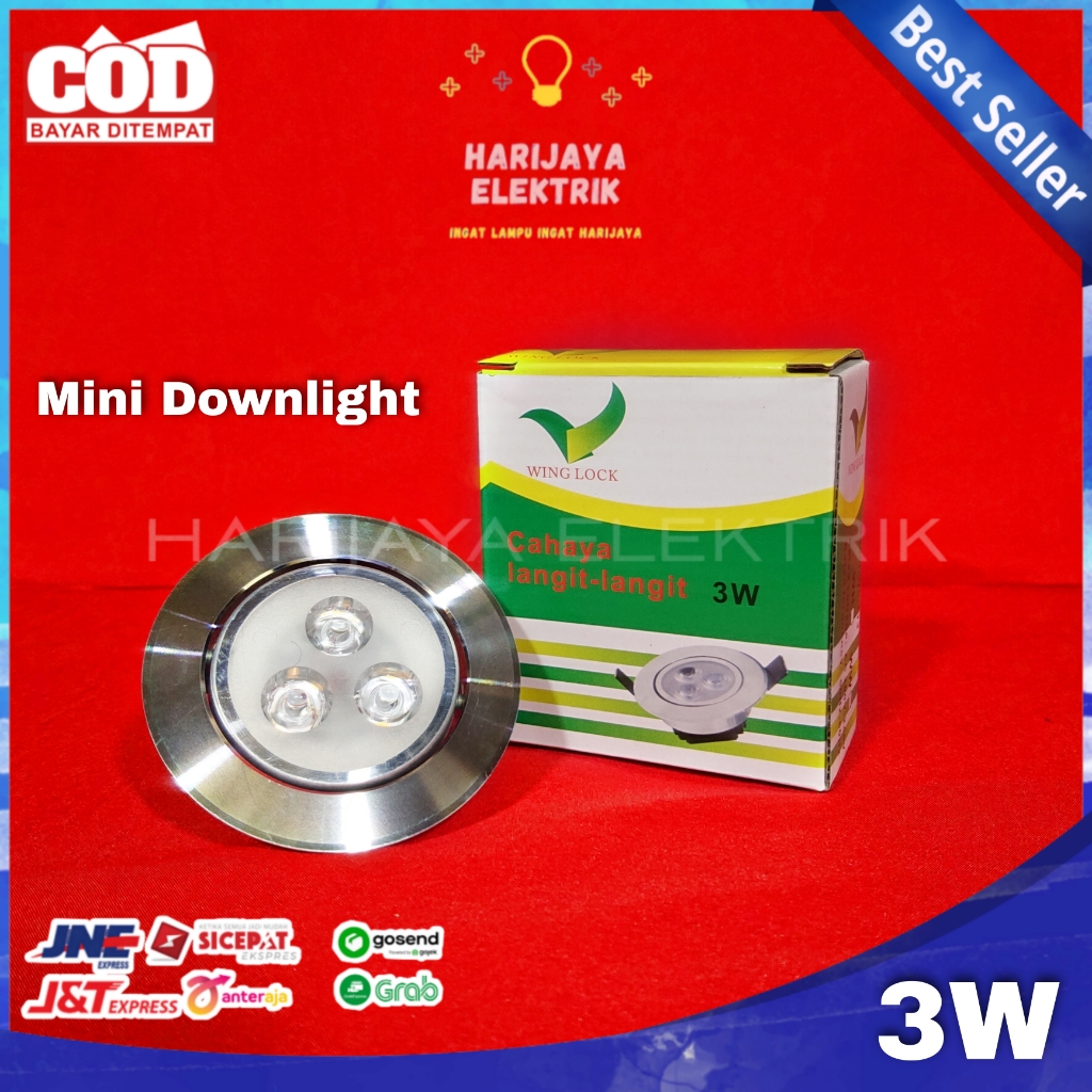 WINGLOCK LAMPU DOWNLIGHT LED + BALLAST 3 WATT SPOTLIGHT PLAFON KUNING ...
