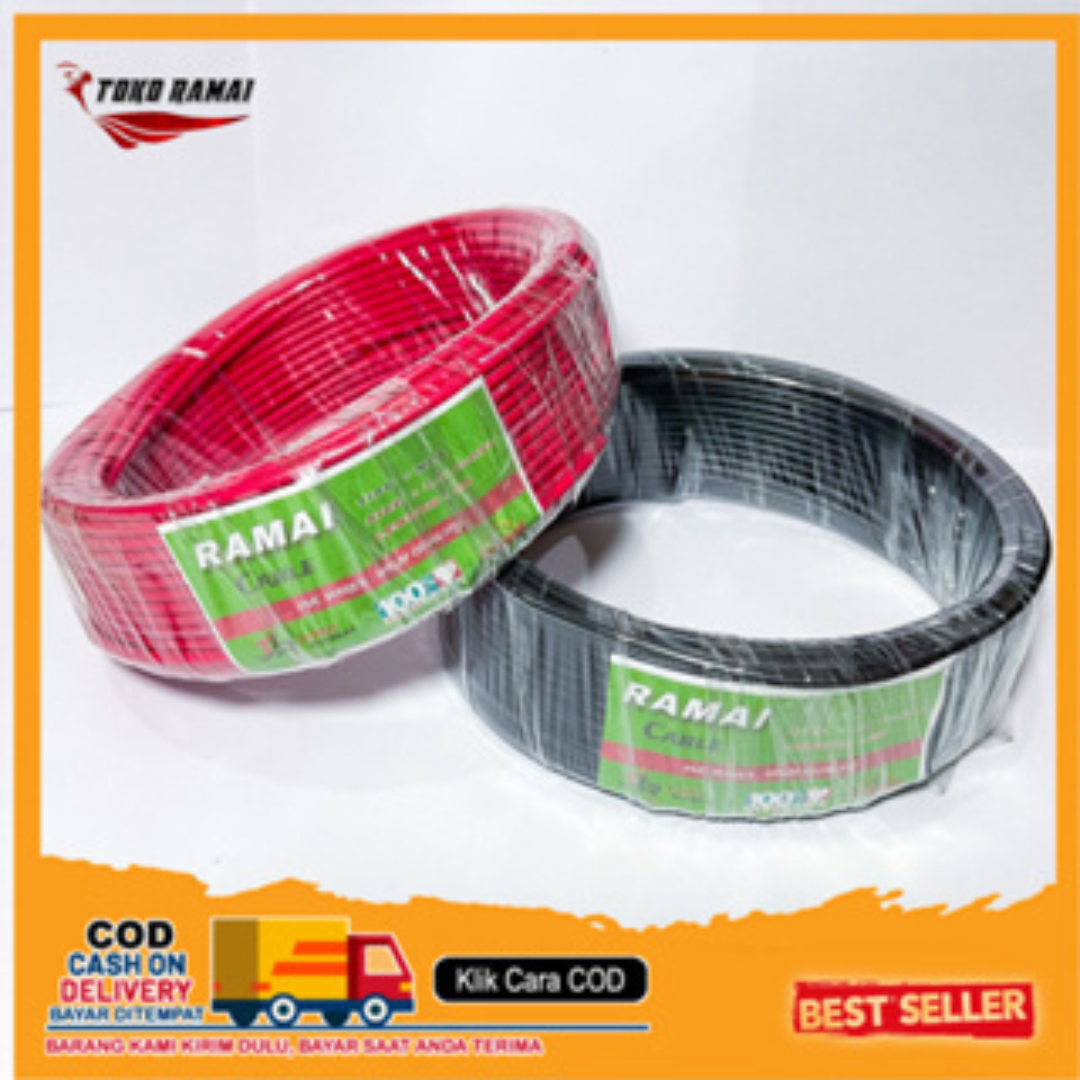 Kabel Listrik NYA 1.5mm (JUMBO) 50M Yard Merk RAMAI / KABEL NYA 50 ...