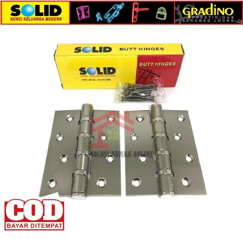 Engsel Solid 4 inch EK 02 SN Engsel Pintu Engsel Jendela Ball Bearing ...