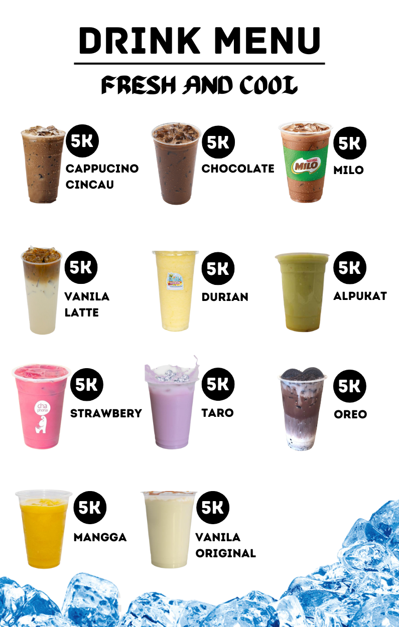 DAFTAR MENU JUALAN ES TEH / ES BOBA/ ES CAPCIN FREE DESAIN | Lazada ...