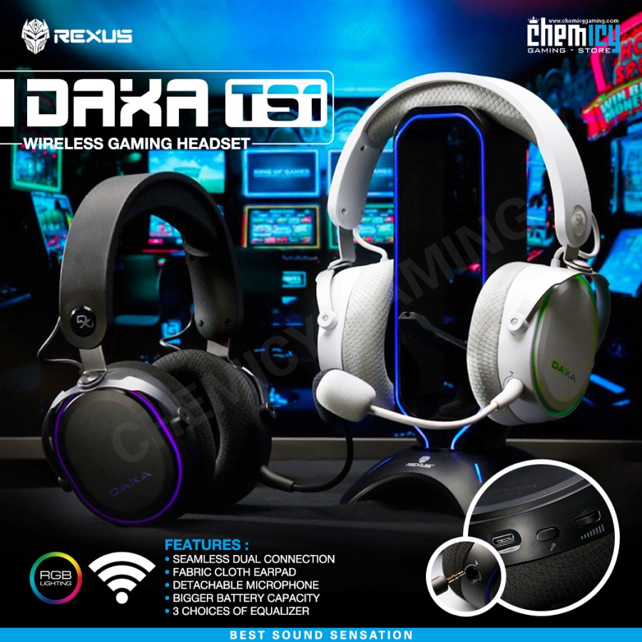 Rexus Daxa TS1 RGB Wireless Gaming Headset | Lazada Indonesia
