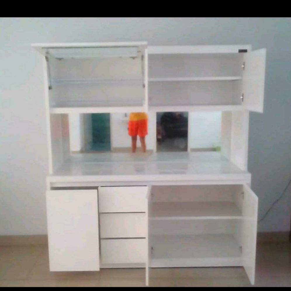 lemari sayur 4 pintu cermin/rak sayur/duco/kitchen set | Lazada Indonesia