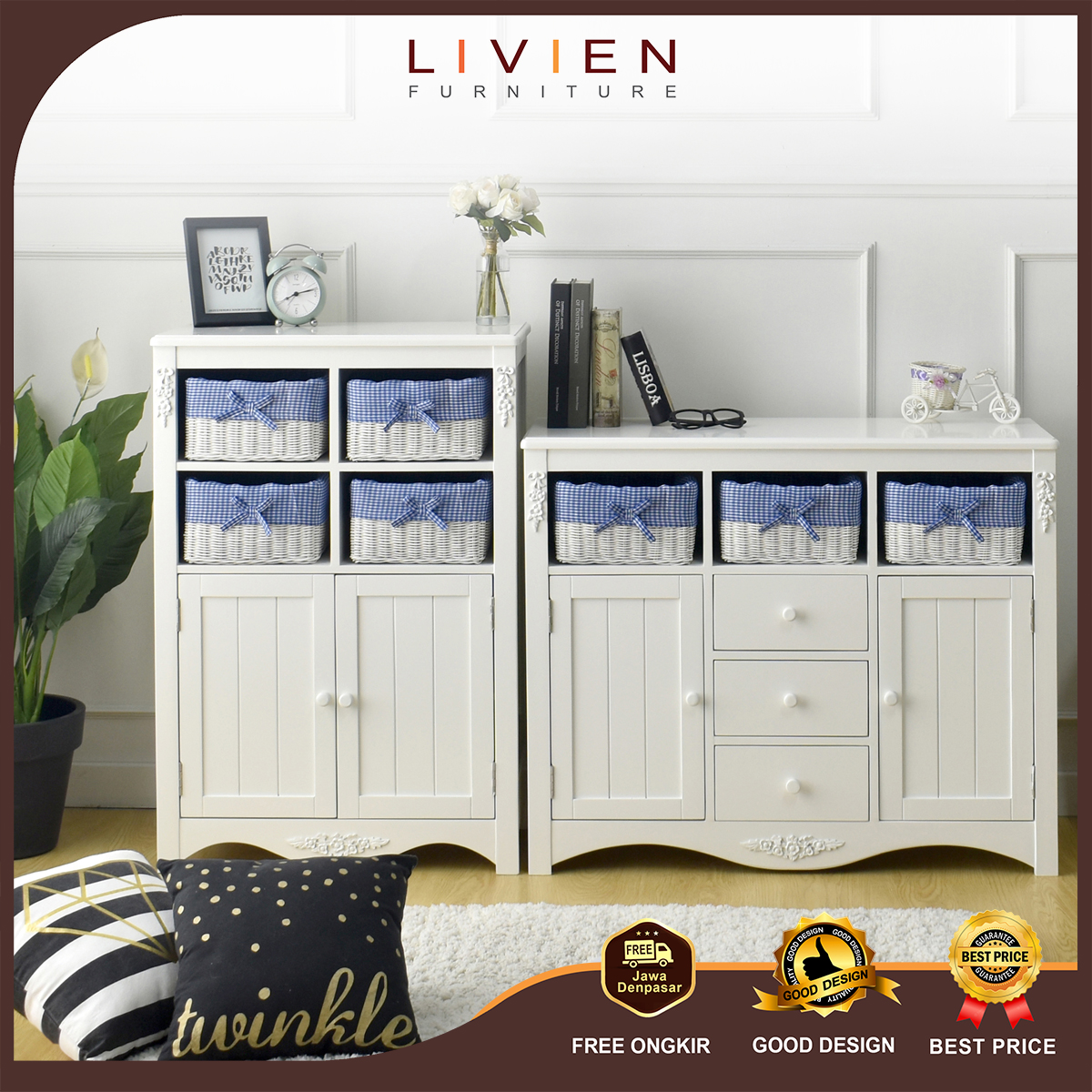 Lemari Rak Rattan, LIVIEN, Lemari Rattan Murah, Cabinet, Drawer, Lemari ...