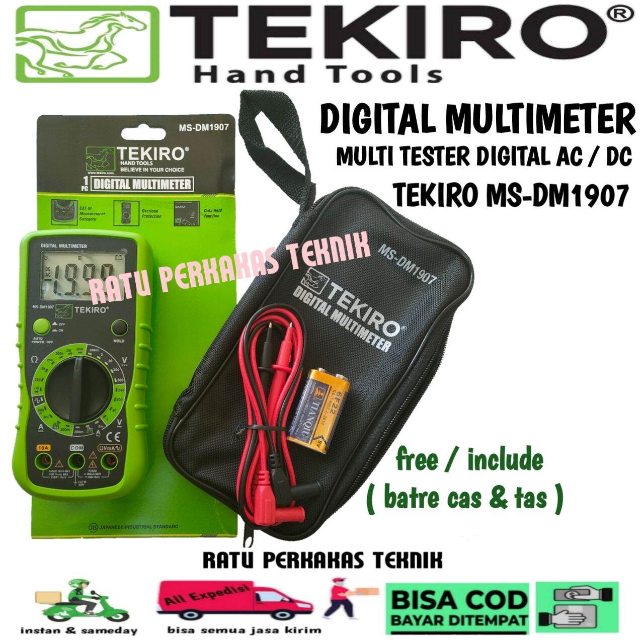 TEKIRO DIGITAL MULTIMETER / MULTITESTER / AVO METER DIGITAL MS-DM1907 ...