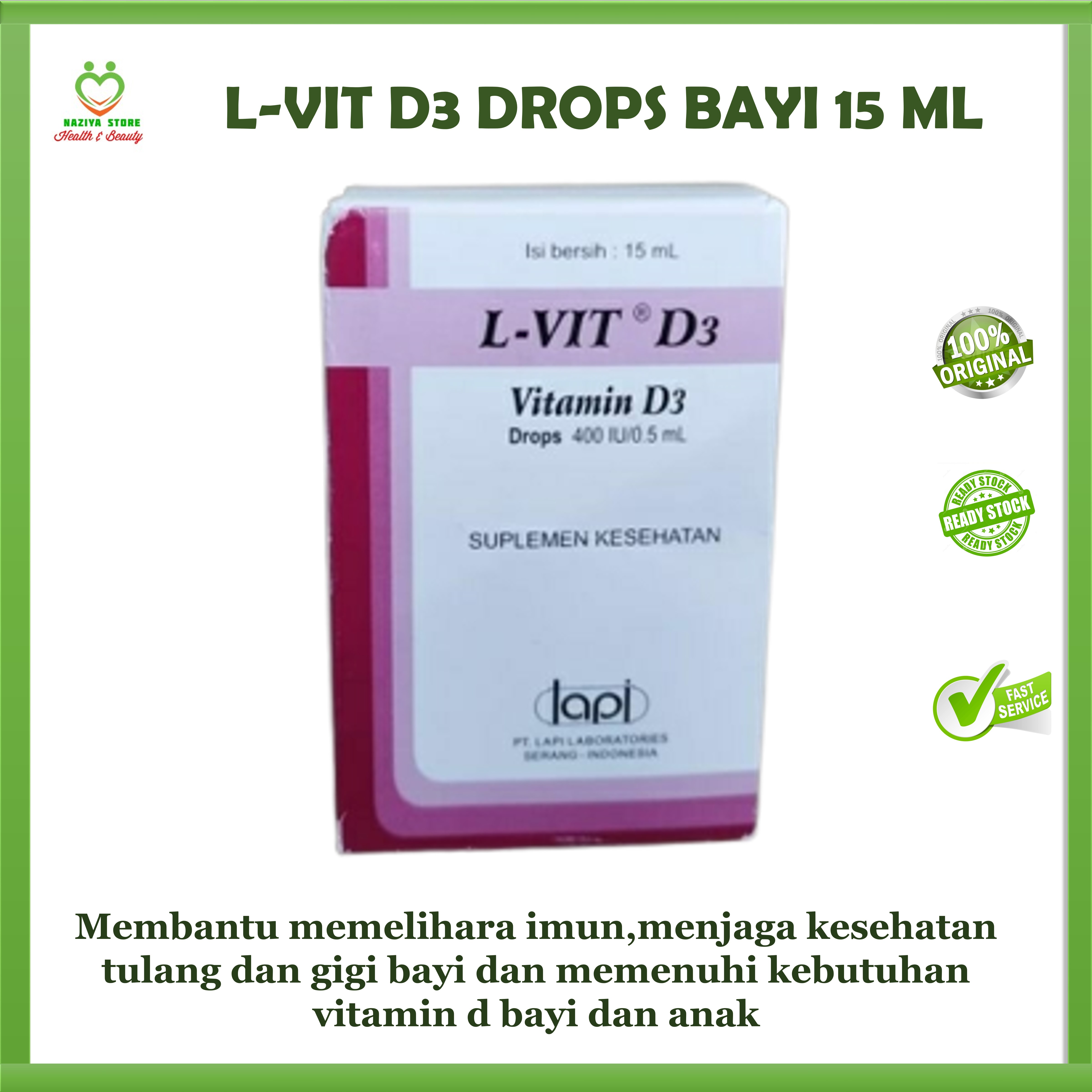 L-VIT L VIT D3 DROPS BAYI BOTOL 15 ML Vitamin D3 Drops untuk bayi,Vitamin Tulang dan Tumbuh Gigi ...