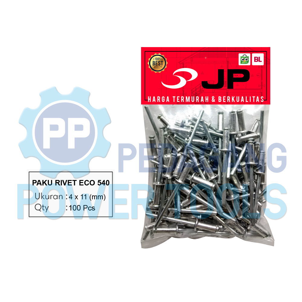 PAKU RIVET ECO 540 100 PCS 4 x 11 MM BLIND RIFET TEMBAK ALUMINIUM ...