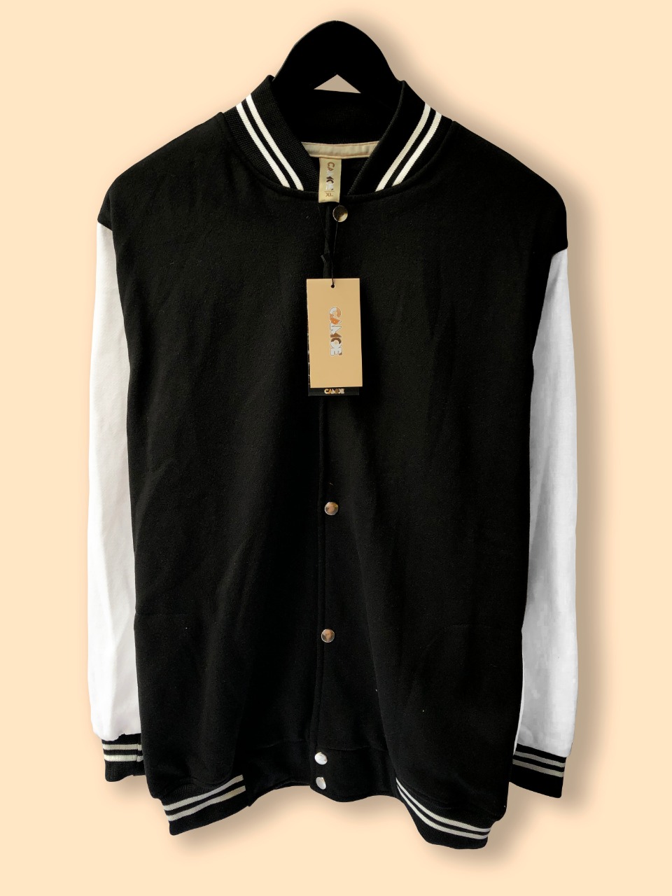 Jaket varsity premium CAMOE original warna hitam putih / black white ...