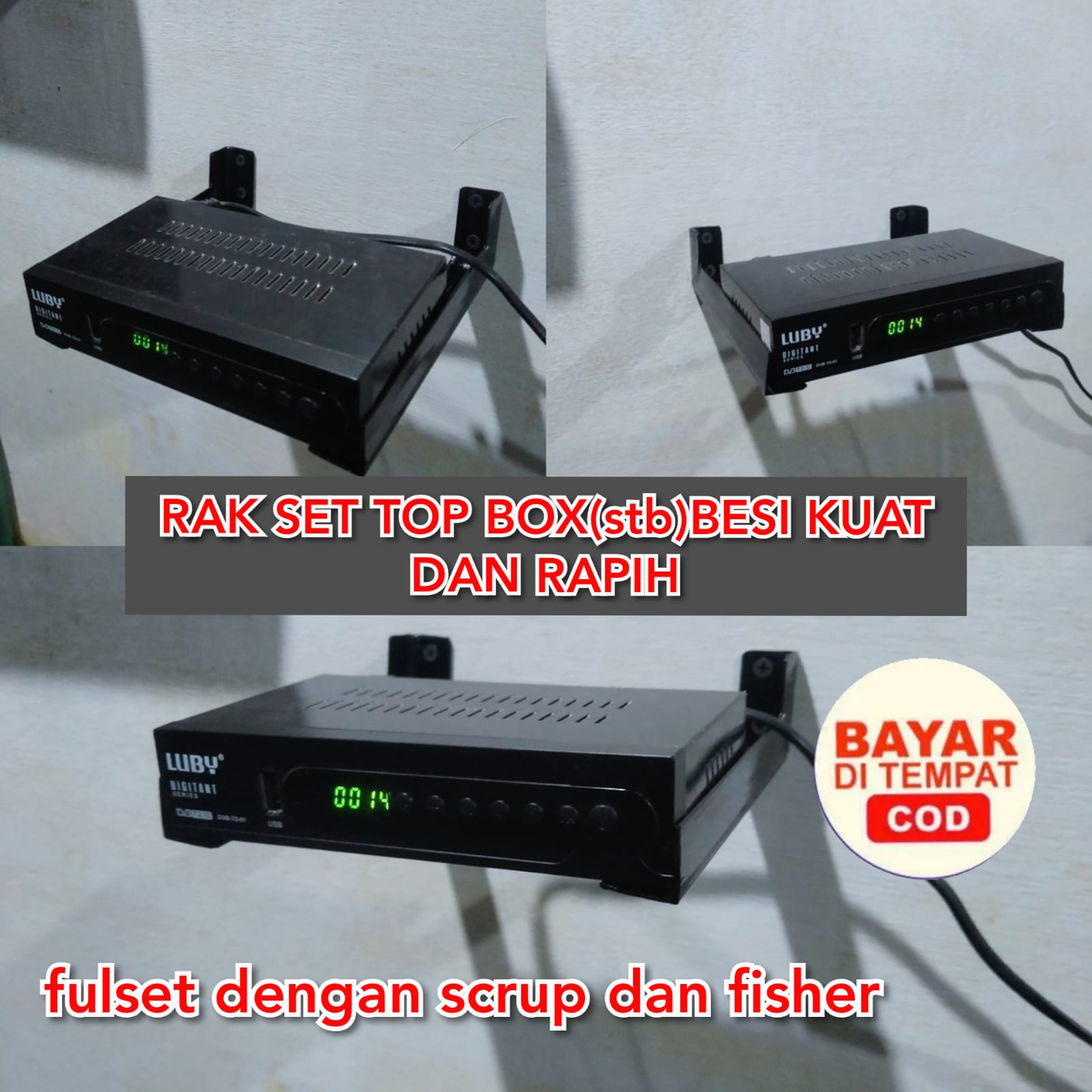 Rak Dudukan Set Top Box (STB) Kokoh dan Rapih Fullset Fisher dan scrup ...