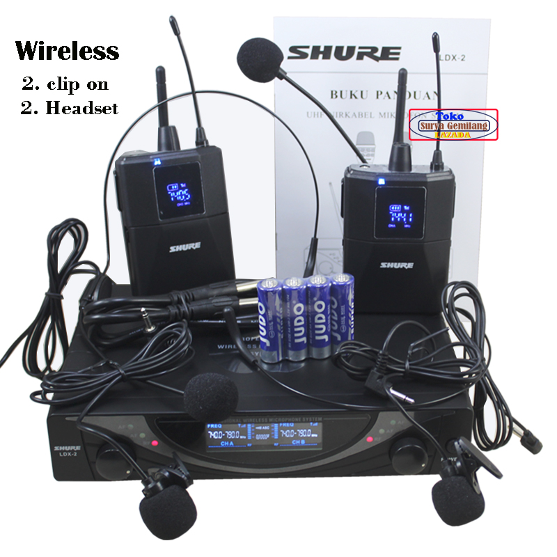 Mic Wireless Microphone Shure LDX-2 JJHH Mic Headset Mikrofon Bando ...