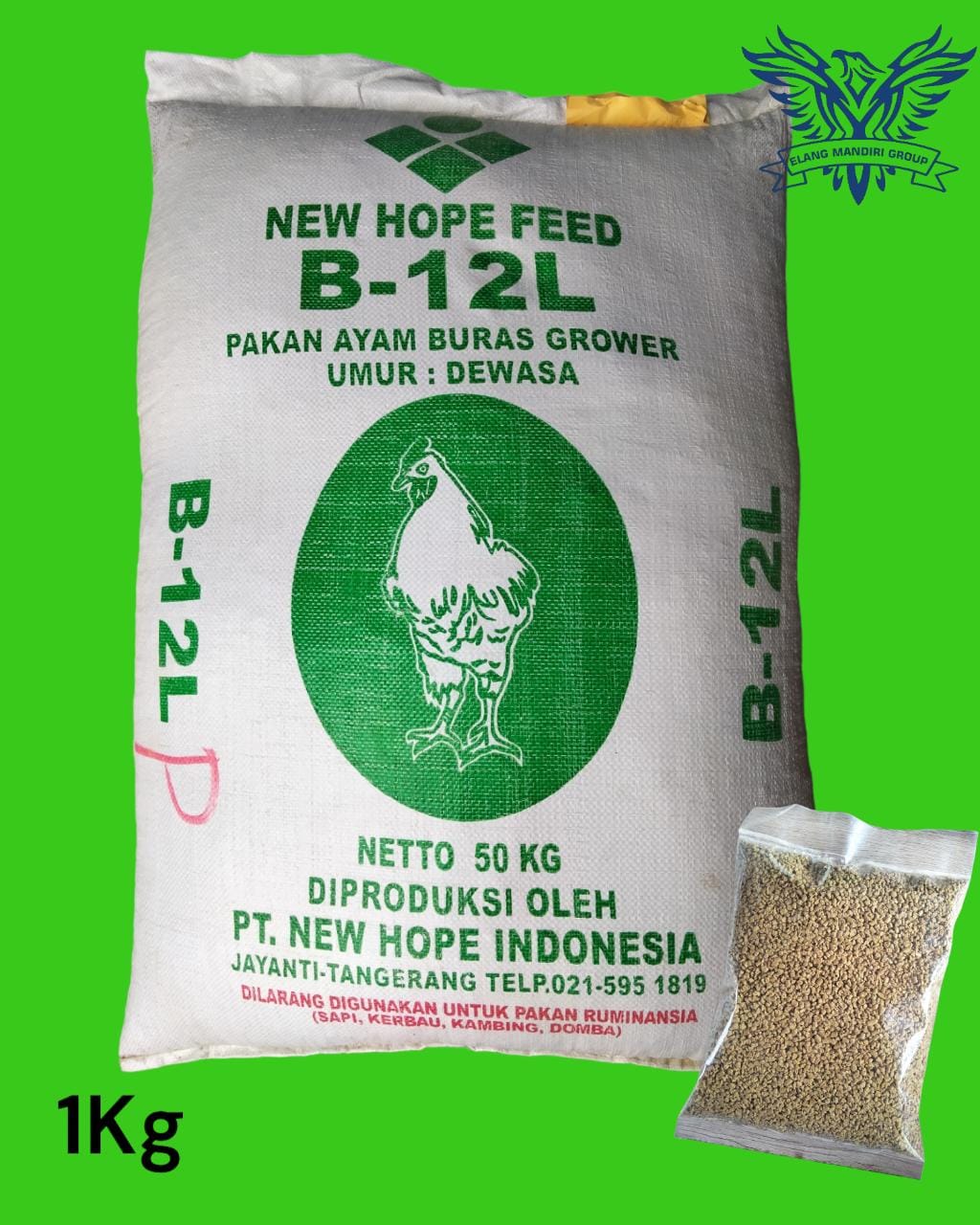 Repack 1Kg B12L NEW HOPE FEED Pakan Ayam Buras Grower Pur Ayam B-12L ...