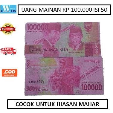 Terlaris !! Uang mainan 100 Ribu / Uang 100 Ribu terbaru 2020 asli ...