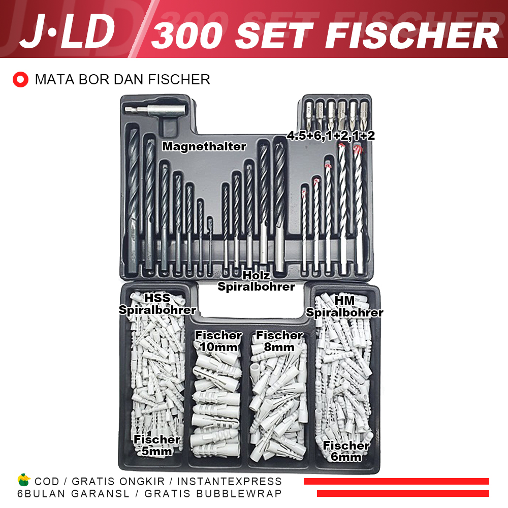 JLD Mata Bor Set + Fischer - Mata Bor Besi Kayu Beton Fisher - Mata Bor ...