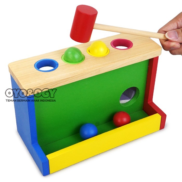 Mainan Kayu Anak Edukasi Motorik Hammer Ball Slide Palu Ketok Pukul ...