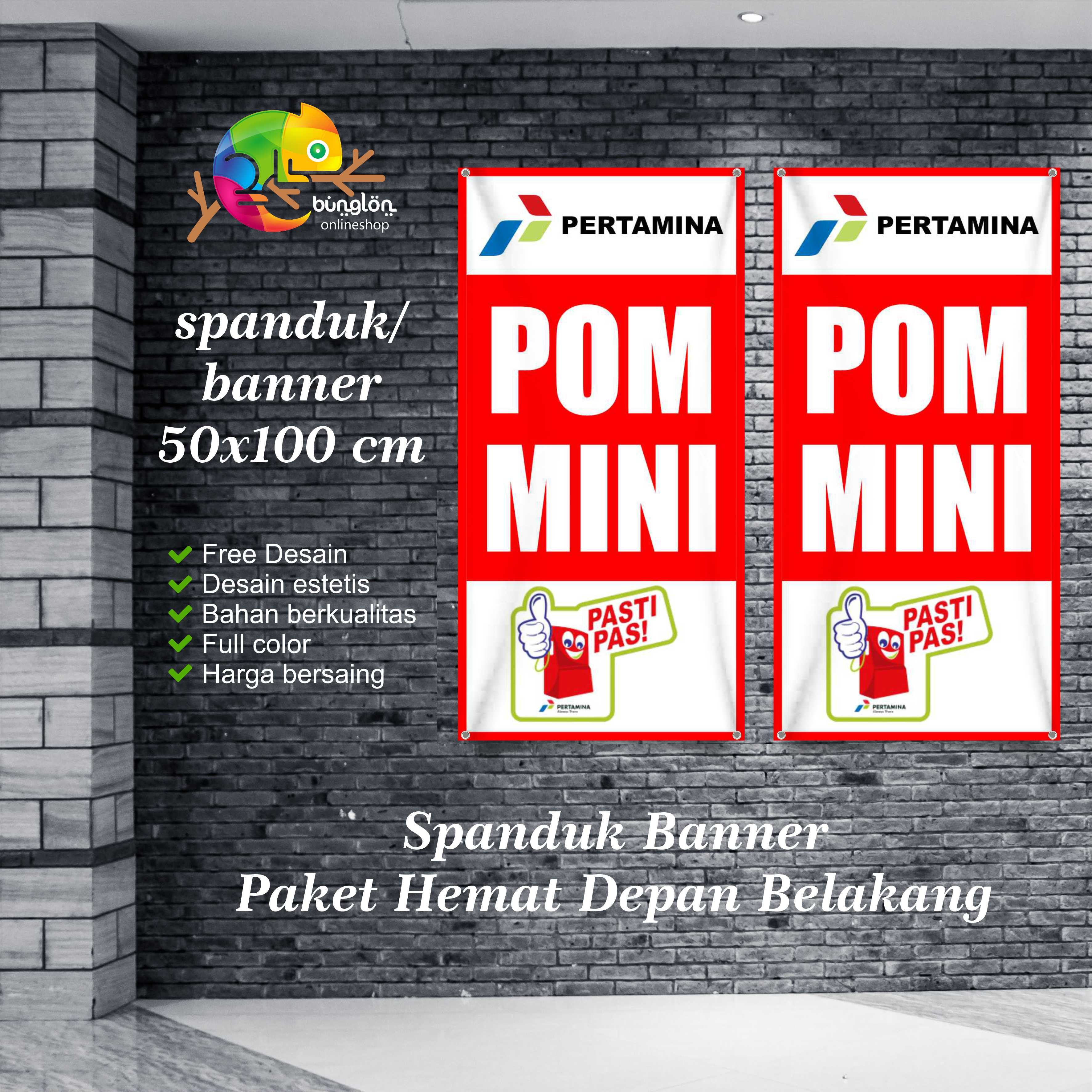 Spanduk Banner 50x100 Paket Depan Belakang Pom Mini Pertamina Custom ...
