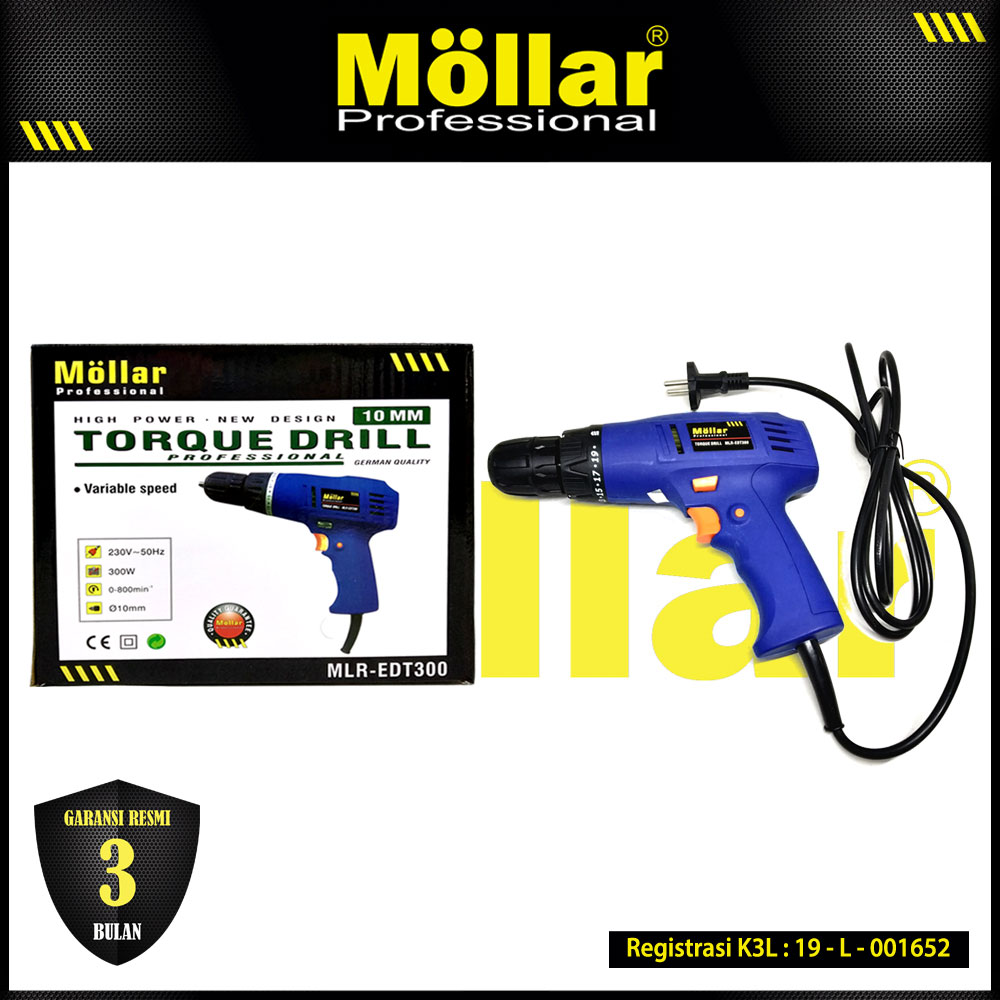 MOLLAR EDT300 Mesin Bor Listrik Obeng Torsi Torque Drill 10mm 300 Watt ...