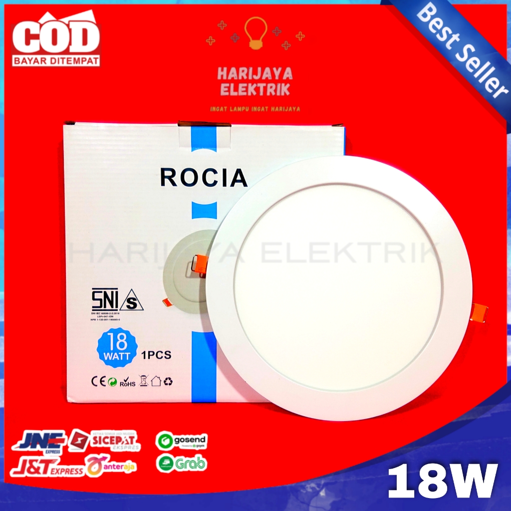 ROCIA LAMPU PANEL LED 18 WATT IB BULAT DOWNLIGHT INBOW PLAFON SLIM SNI ...