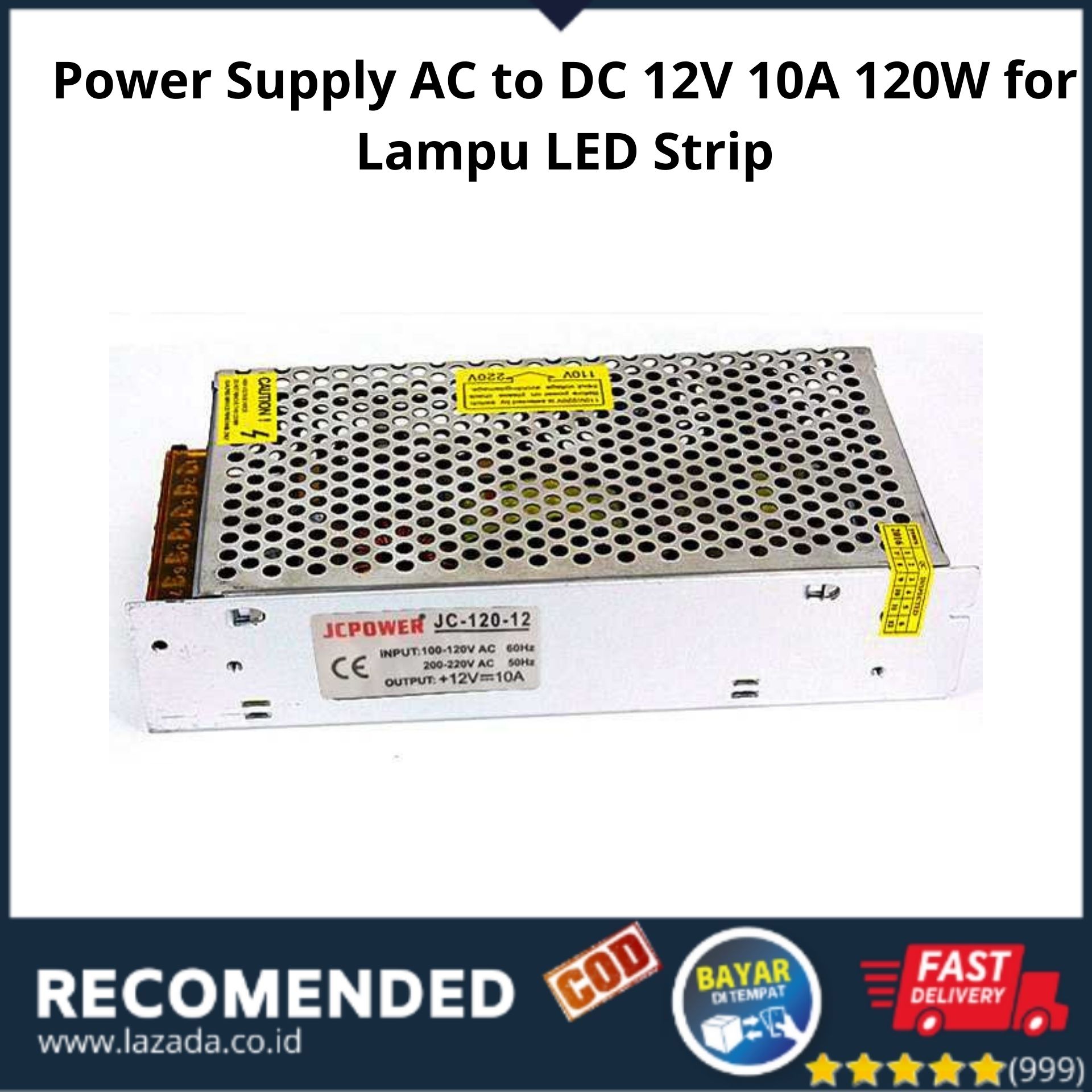 Power Supply AC to DC 12V 10A 120W for Lampu LED Strip / LED Strip ...