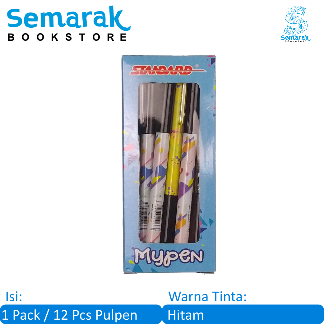 Standard Mypen Fun In Color Gel Pen Pena Jel Lancip 0.5 - Hitam [1 Pack ...