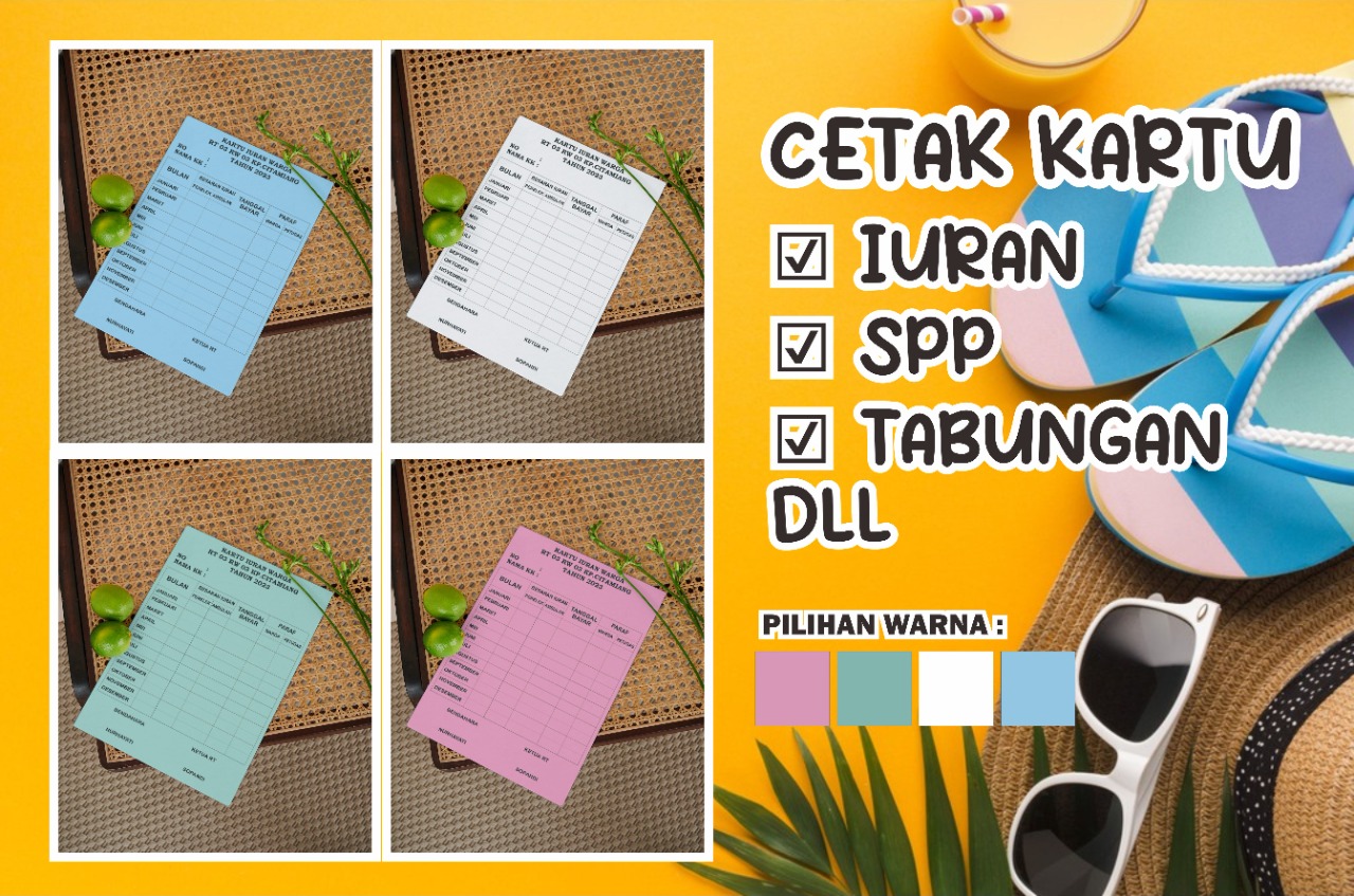 CETAK KARTU IURAN WARGA RT CUSTOM, KARTU IURAN SEKOLAH, KARTU SPP ...