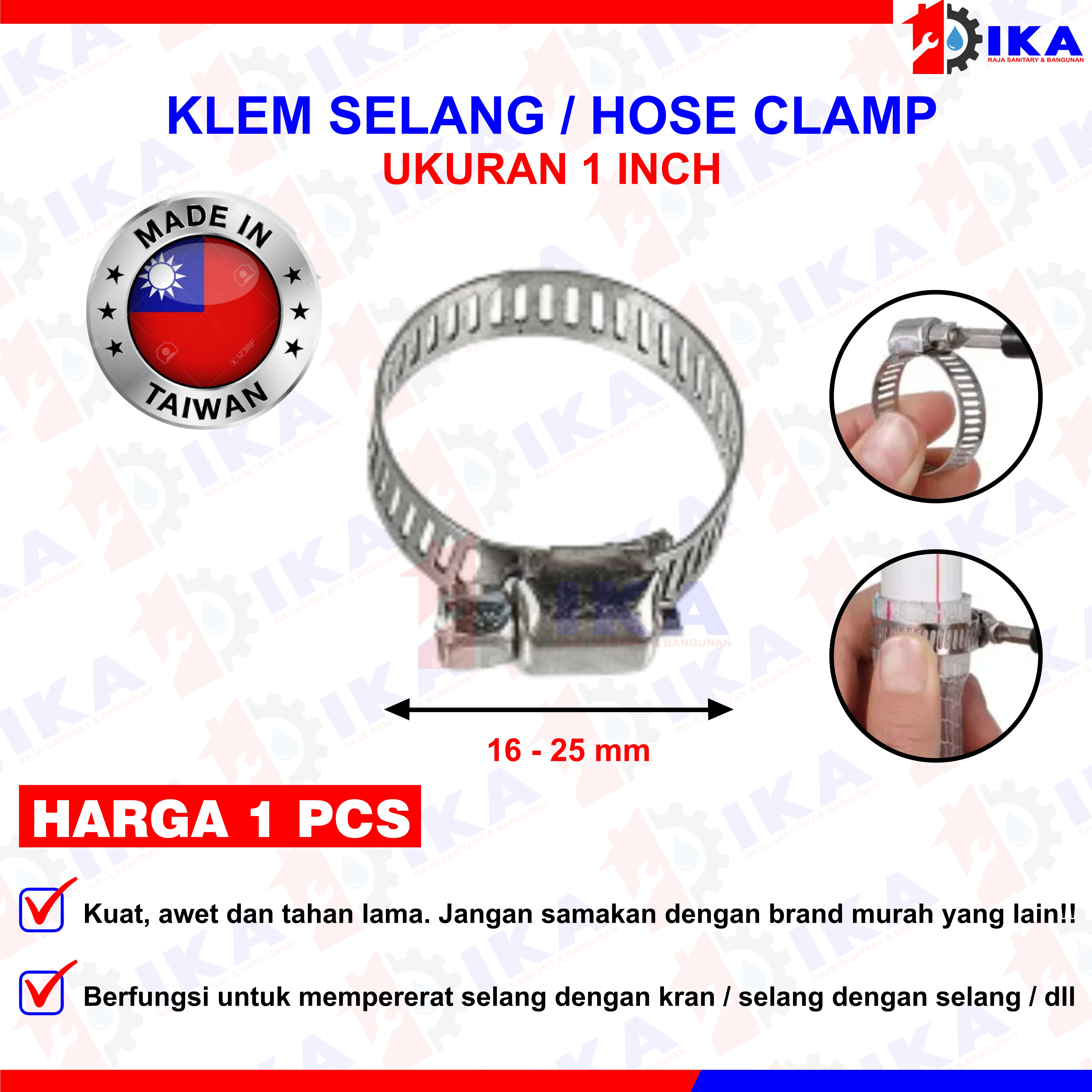 Klem Selang Stainless / Hose Clamp 1 ( 2,5 cm ) Tebal stainles steel ...