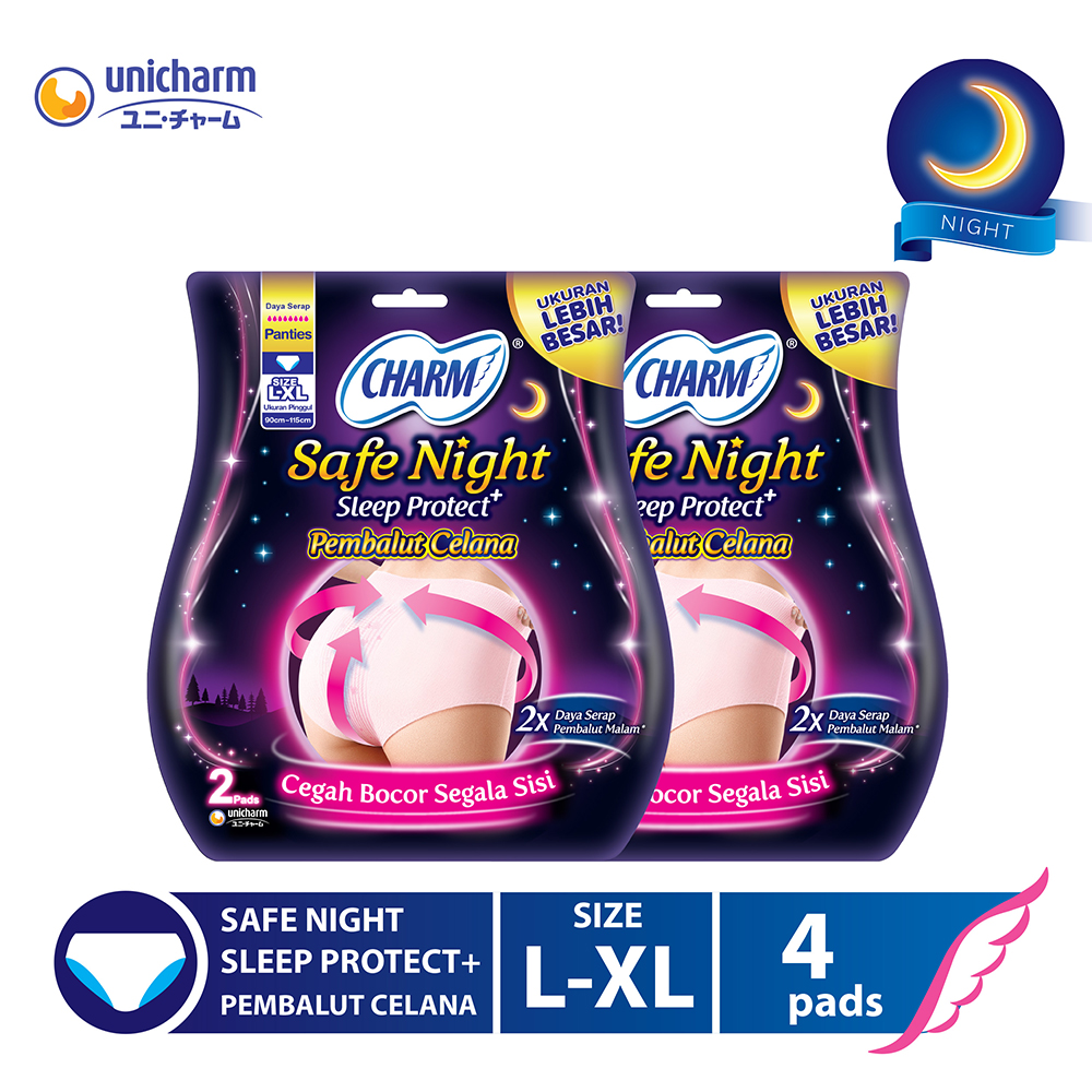Charm Safe Night Sleep Protect+ Pembalut Celana ukuran L-XL - Isi 4 [2 ...