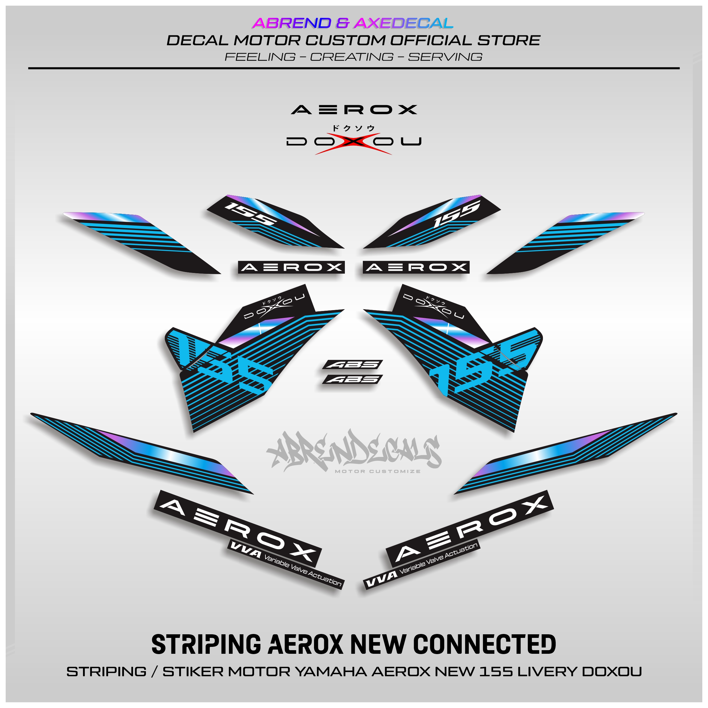 DECAL STIKER AEROX NEW CONNECTED DOXOU / STRIPING YAMAHA AEROX 155 NEW ...