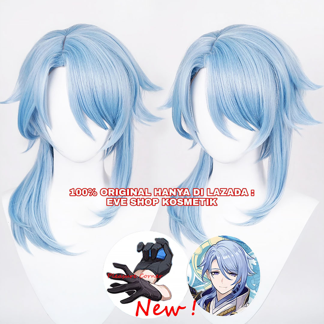 RAMBUT PALSU FULL WIG RAMBUT PALSU WIG PRIA PANJANG LURUS BLUE BIRU ...