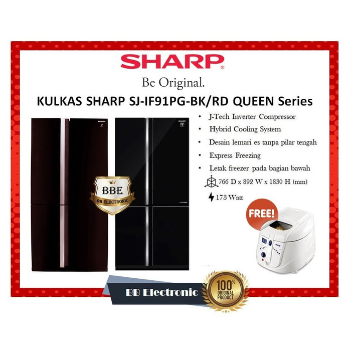 KULKAS SHARP SJ-IF91PG-BK QUEEN Series HIYBRIFD COOLING SYSTEM | Lazada Indonesia