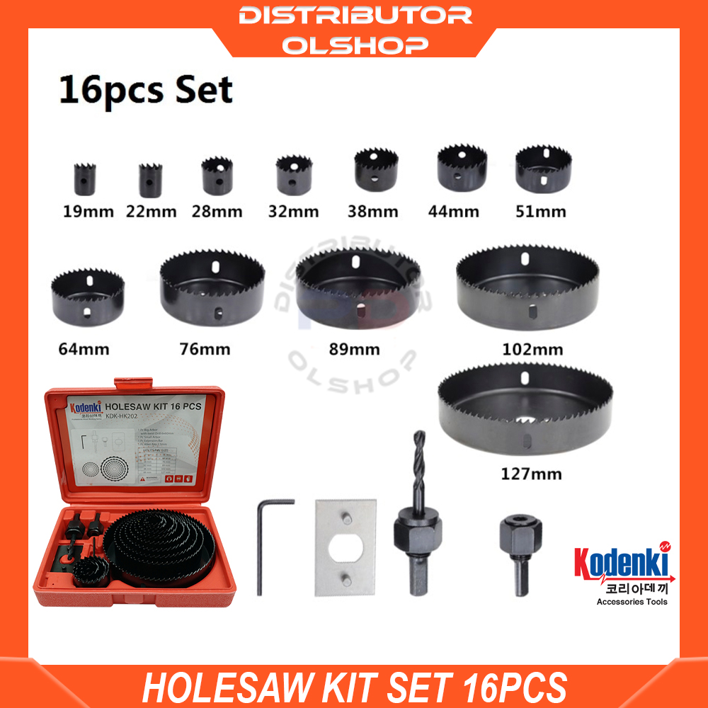 MATA BOR HOLESAW KIT SET 16 PCS KAYU PIPA PARALON PVC GYPSUM | Lazada ...