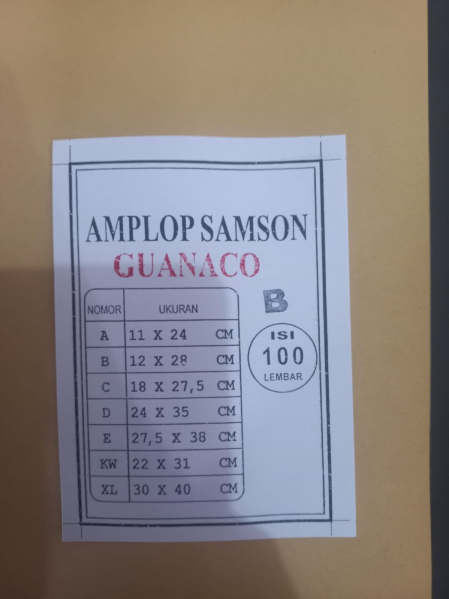 Amplop Samson Ukuran B Guanaco 12 x 28 cm Isi 100 Lembar | Lazada Indonesia
