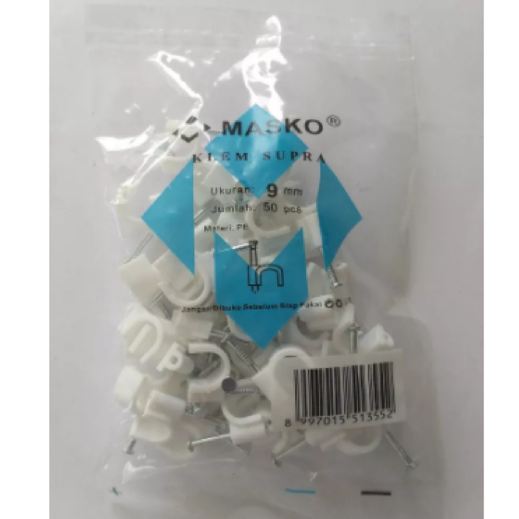 LEM KABEL PAKU BETON NO 9 MM ( 50 PCS ) MASKO / CABLE CLIP LISTRIK ...