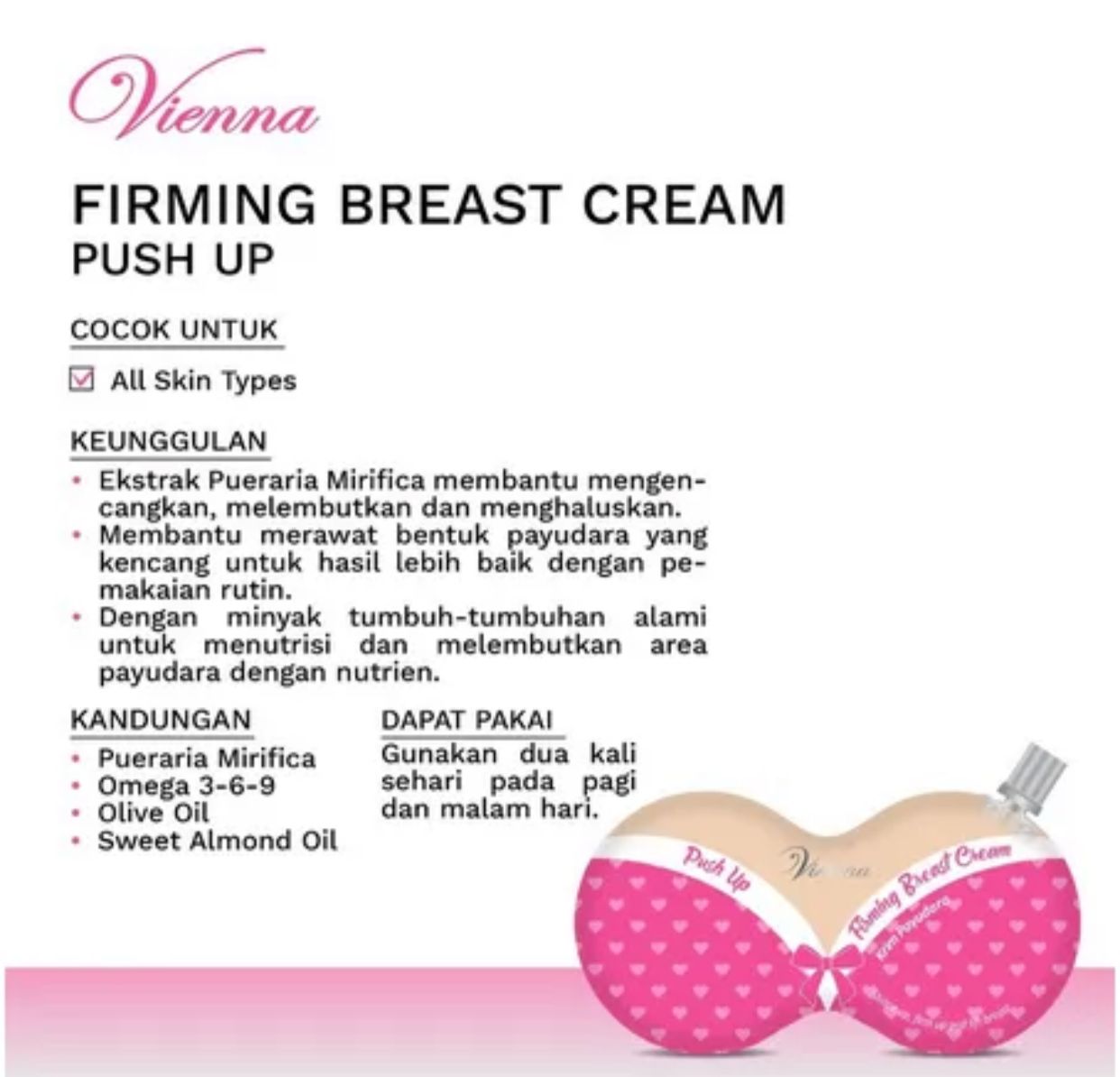 Vienna Firming Breast Cream Volume Up & Push Up Kemasan Sachet 30ML - Krim Payudara Vienna ...