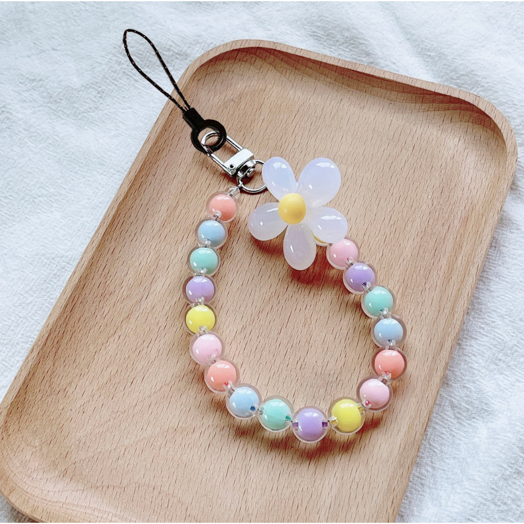 Lanyard Rantai Portabel Manik-Manik Gantungan Bunga Warna-Warni Bulat ...