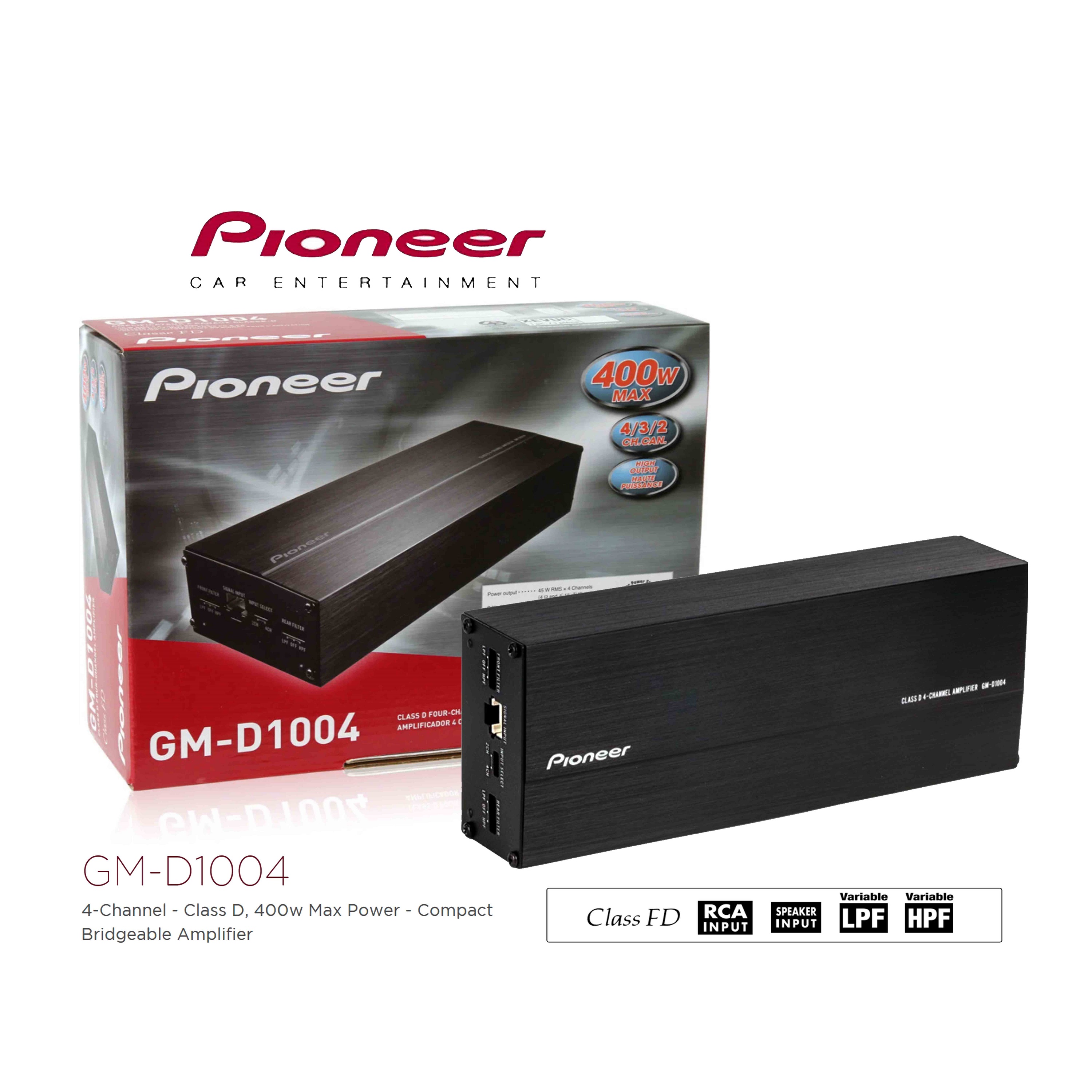 Pioneer GM-D1004 Class FD Digital Compact Powerful 4-Channel Amplifier ...
